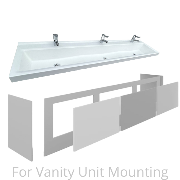 Solid Surface Wash Trough 1800mm For Cabinet or Underframe Mounting